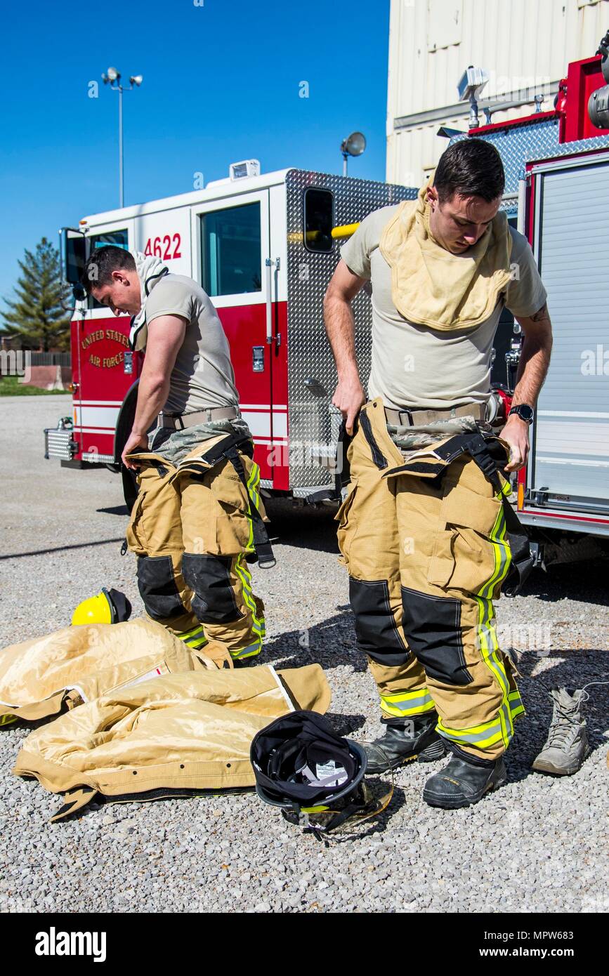 Firefighters with the 375th Civil Engineer Squadron perform drills in ...