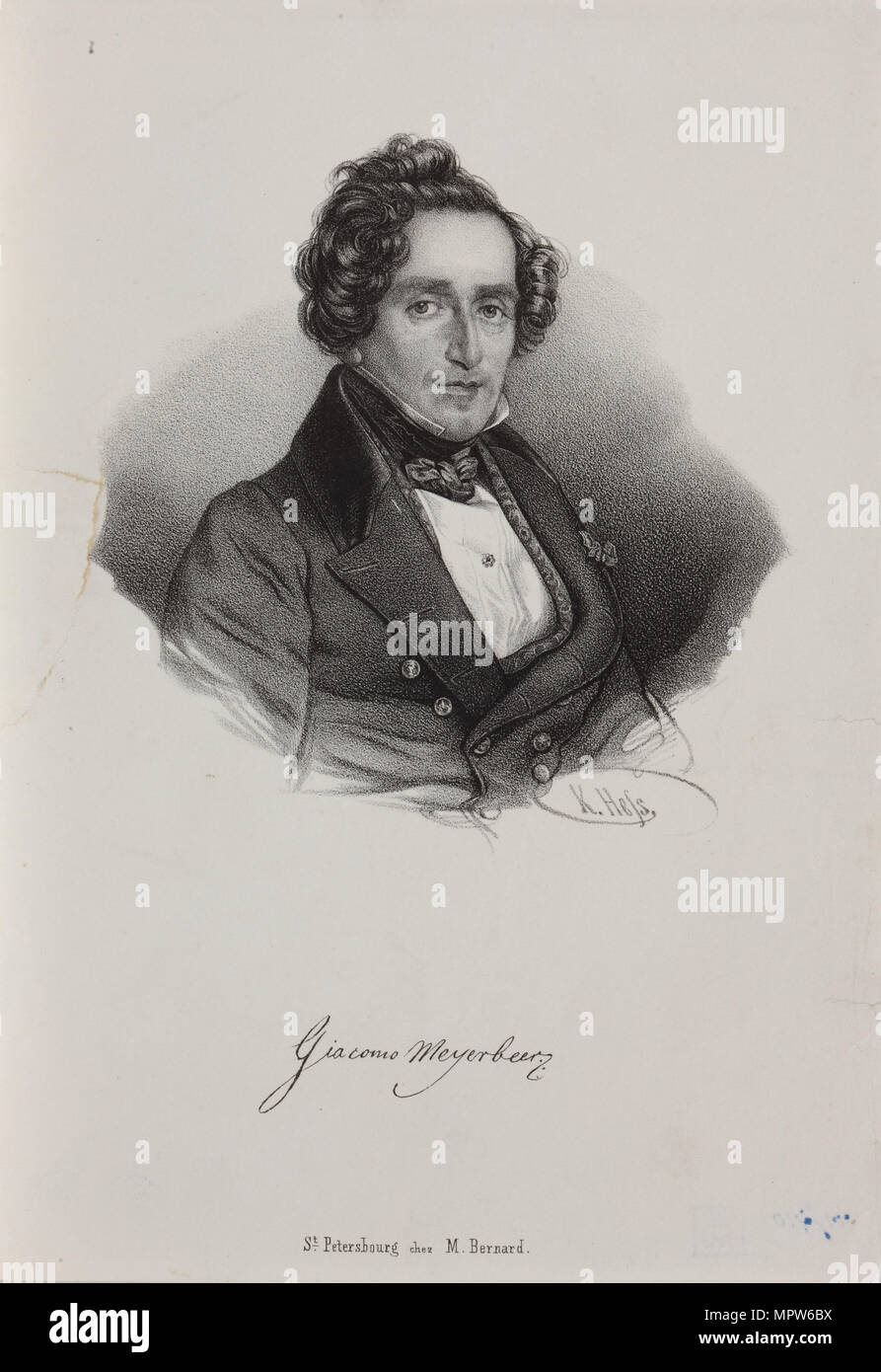 Portrait of the composer Giacomo Meyerbeer (1791-1864), 1830s Stock ...