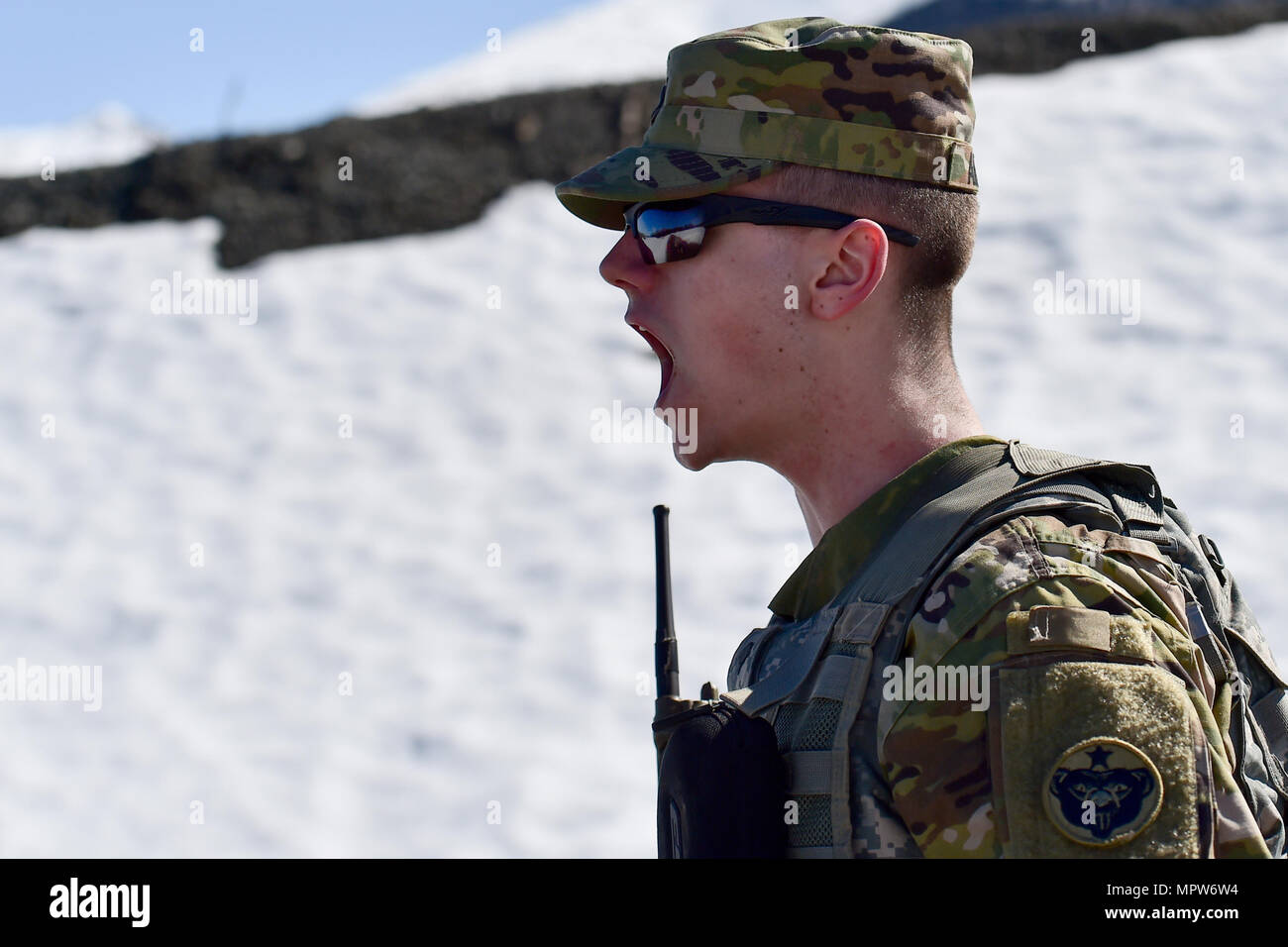 U.S. Army Spc. Bastian Ainsley of the 95th Chemical Company, Arctic ...