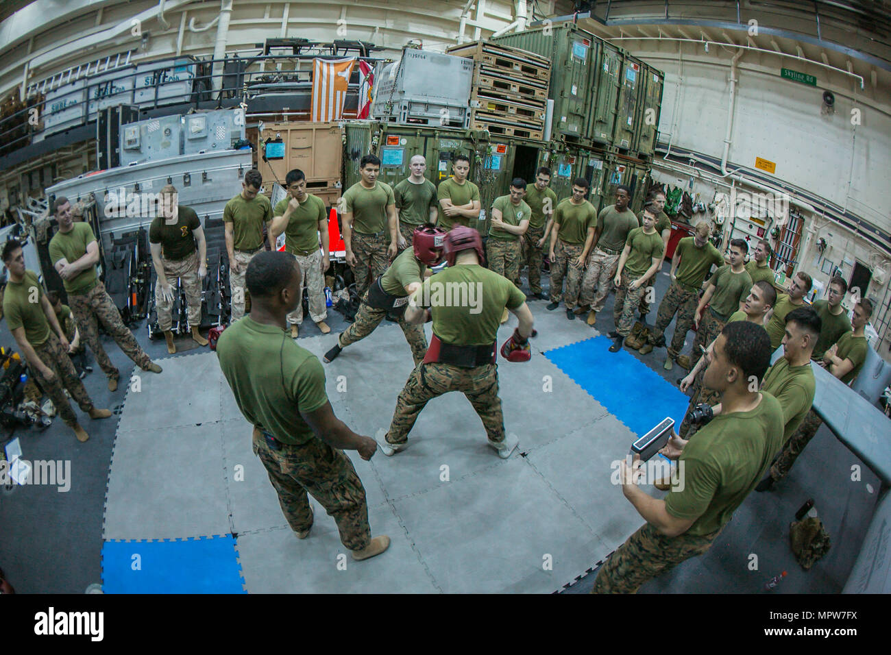USS SOMERSET, At sea (April 13, 2017) U.S. Marines with 11th Marine ...