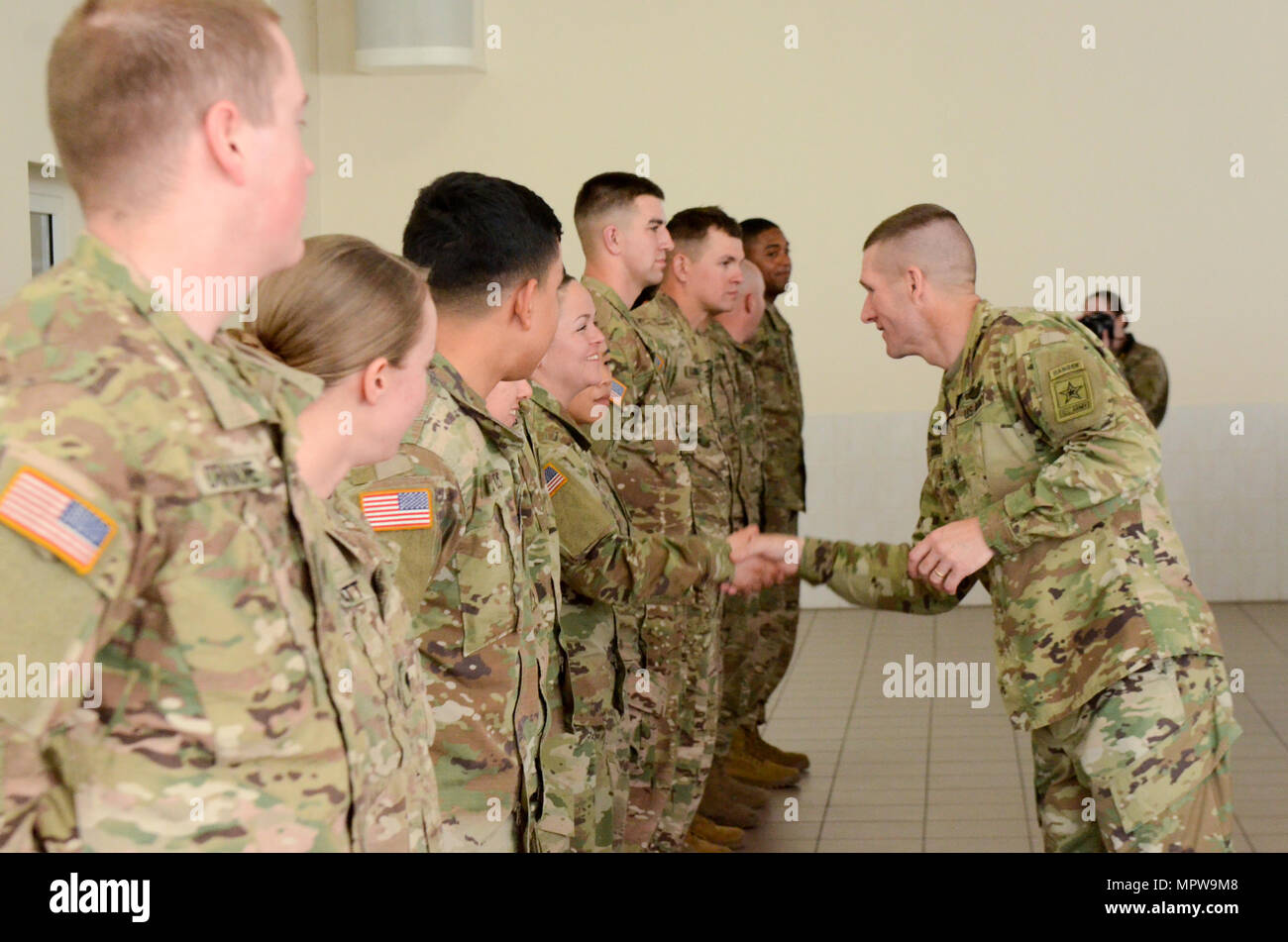 ADAZI, Latvia – Sergeant Major of the Army Daniel Dailey visits with ...