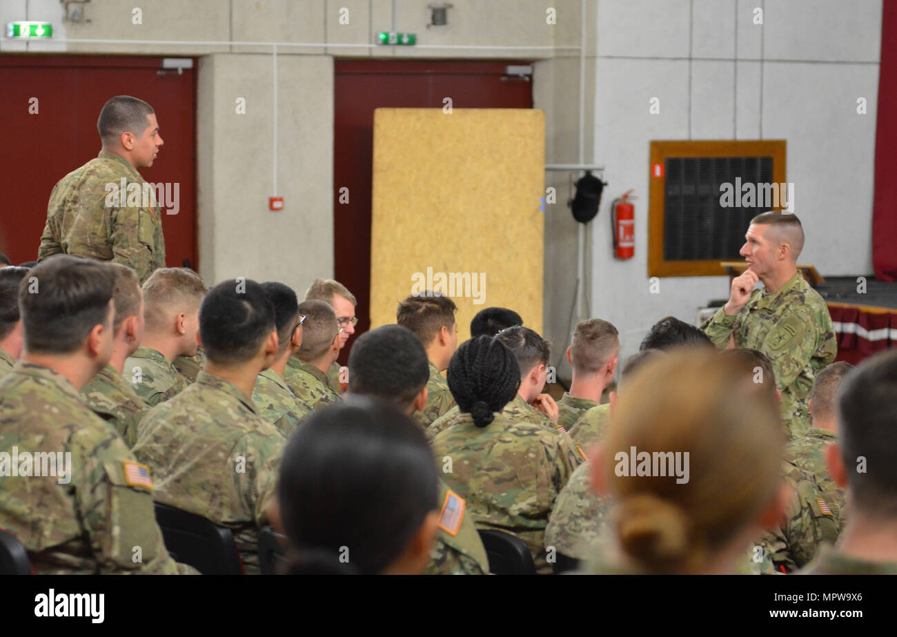 ADAZI, Latvia — Sergeant Major of the Army Daniel A. Dailey speaks with ...