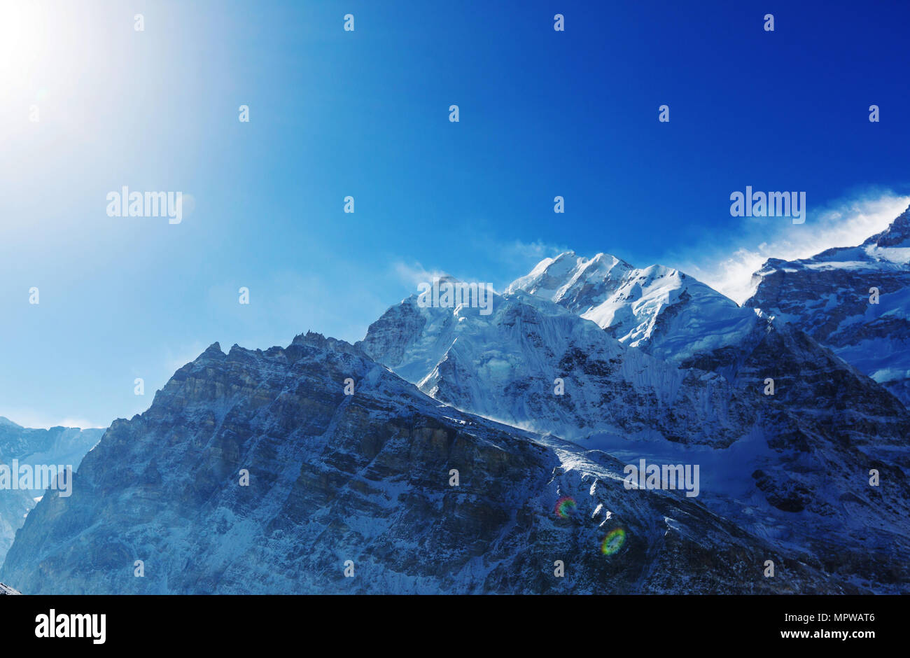 Scenic view of mountains, Kanchenjunga Region, Himalayas, Nepal Stock ...