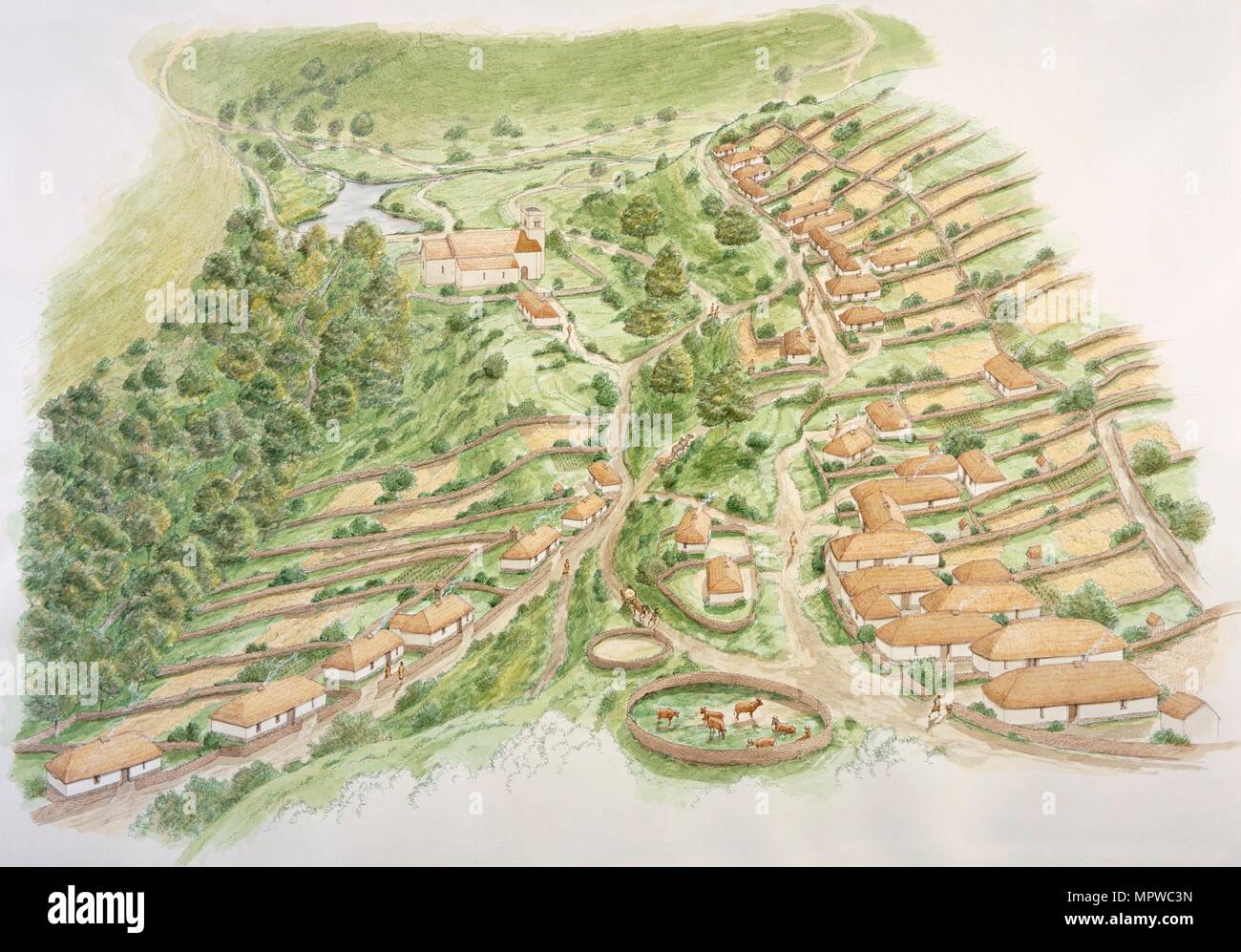 Wharram Percy medieval village, North Yorkshire, 13th century (c2000s ...