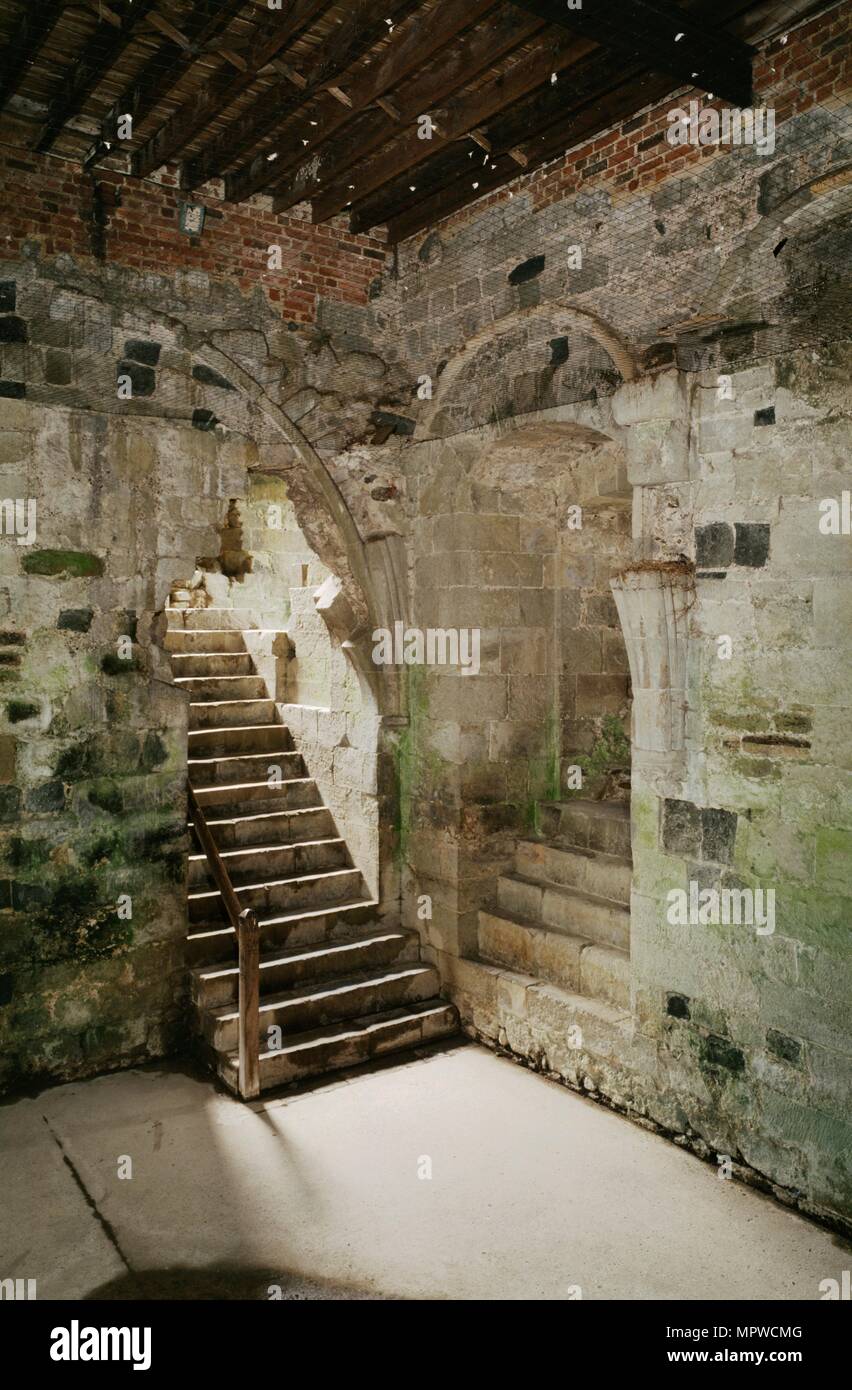 Basement of the north tower of the inner bailey, Pevensey Castle, East ...
