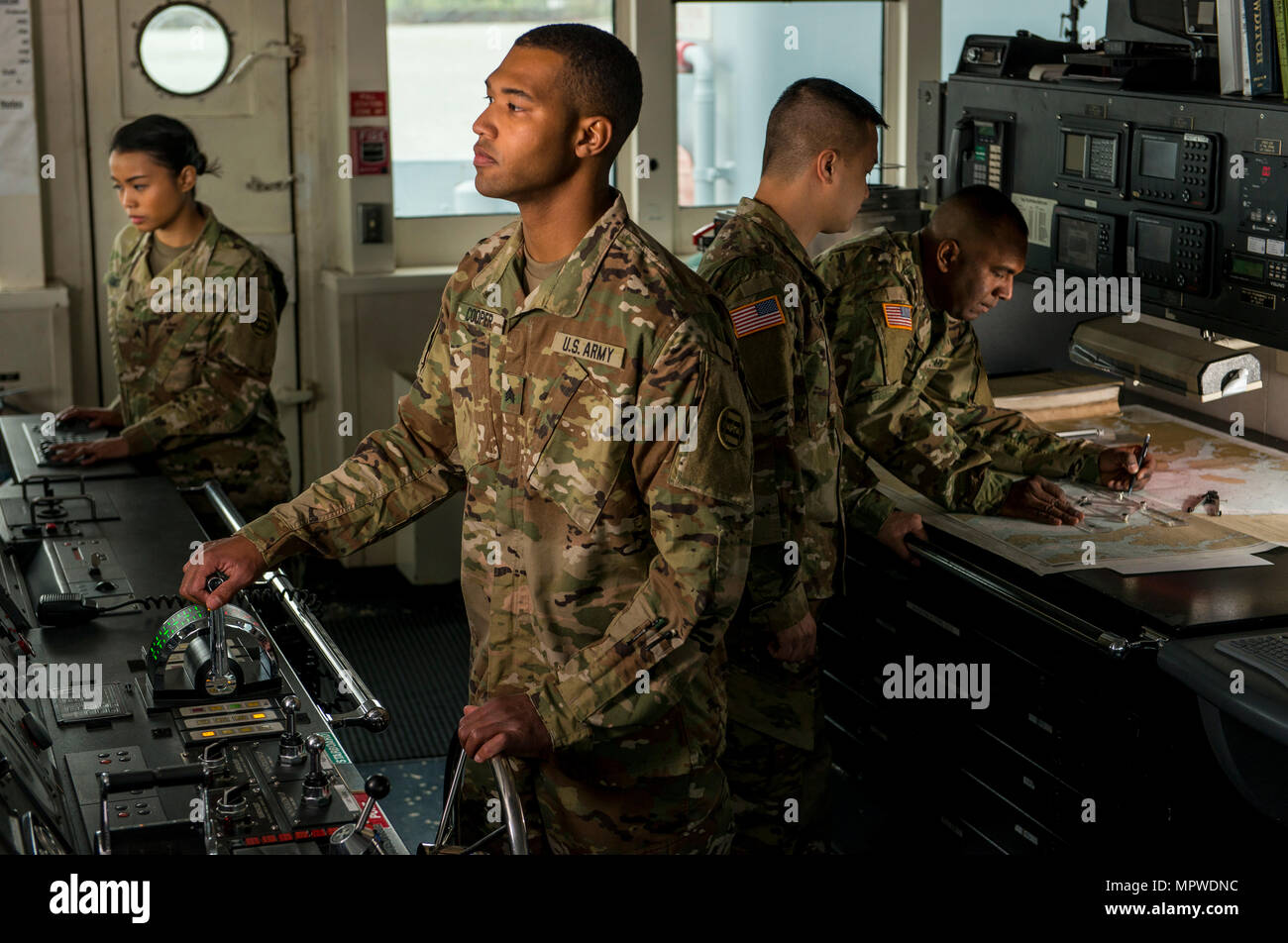 A crew of U.S. Army Reserve watercraft operators with the 949th ...