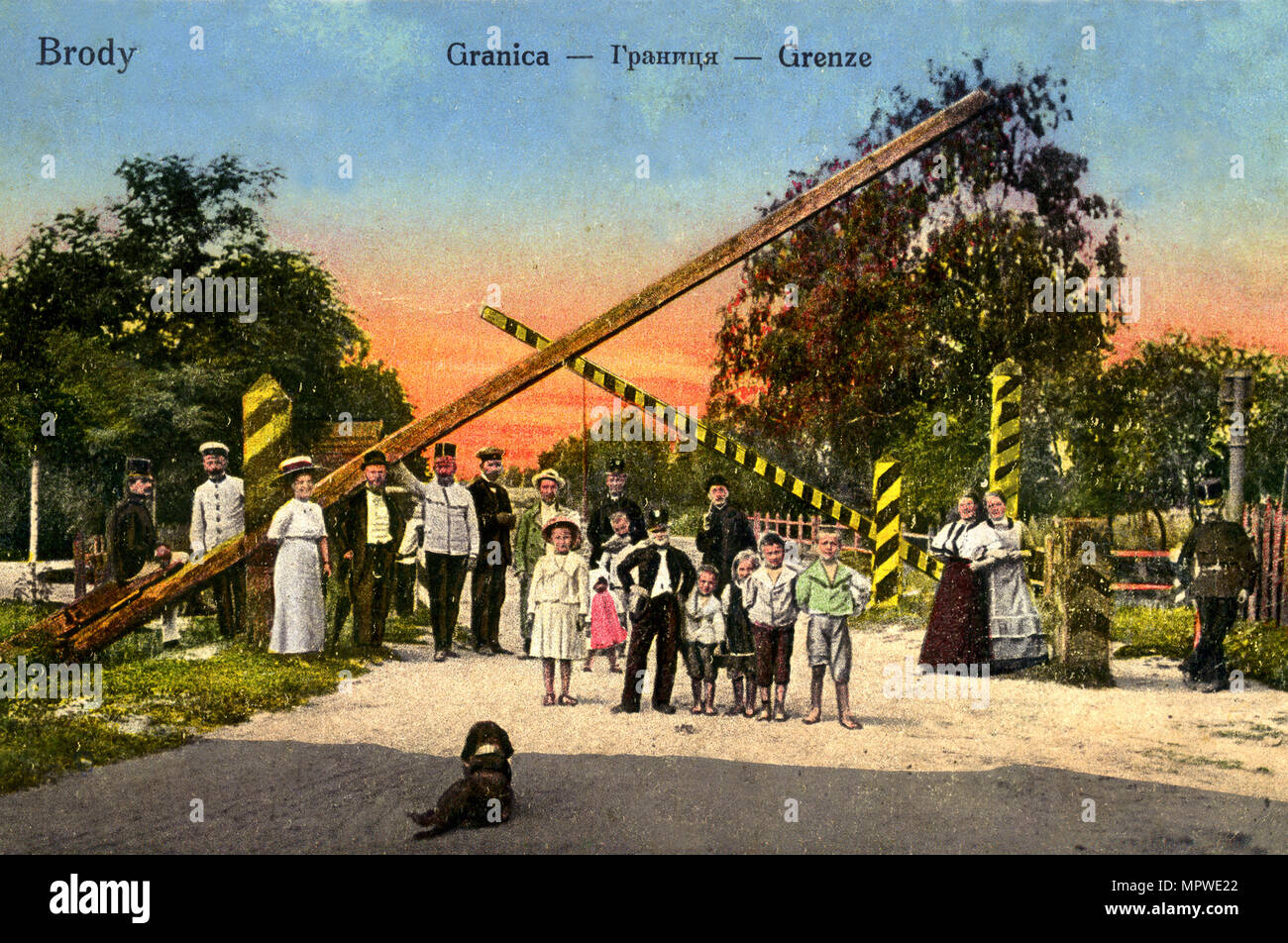 Border passage between Austrian and Russian empires at Brody , c. 1910 ...