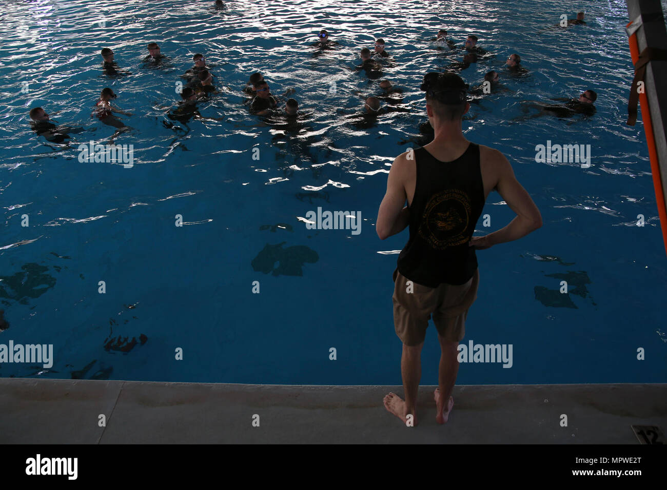 Marine corps instructor of water survival course hi-res stock ...