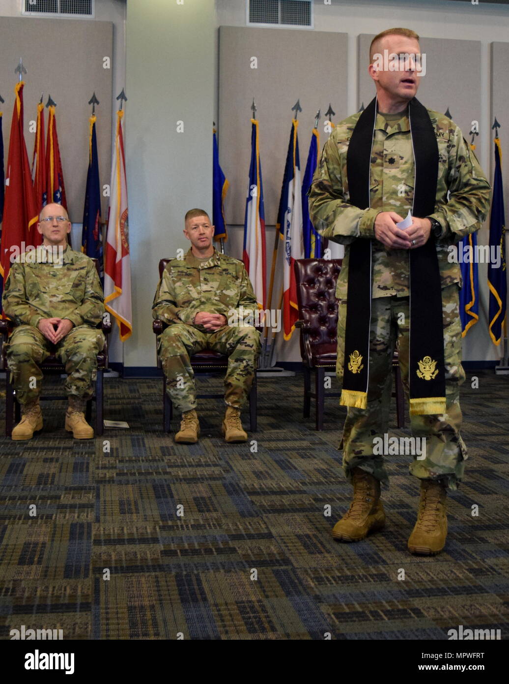 Chaplain Lt. Col. Blair Davis addresses members of the Georgia ...