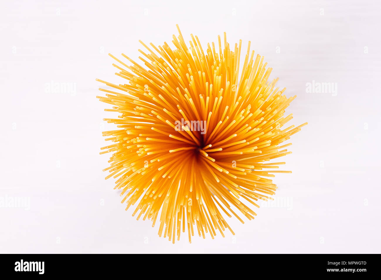 uncooked pasta beautiful view from above on a white background Stock ...