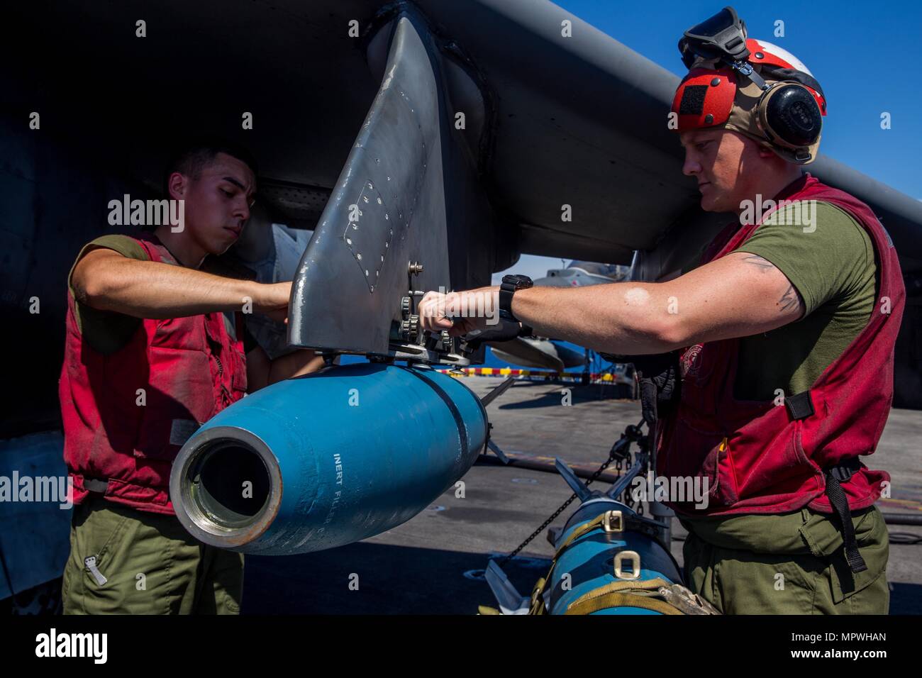 USS MAKIN ISLAND , Pacific Ocean (April 14, 2017) U.S. Marine ordnance ...