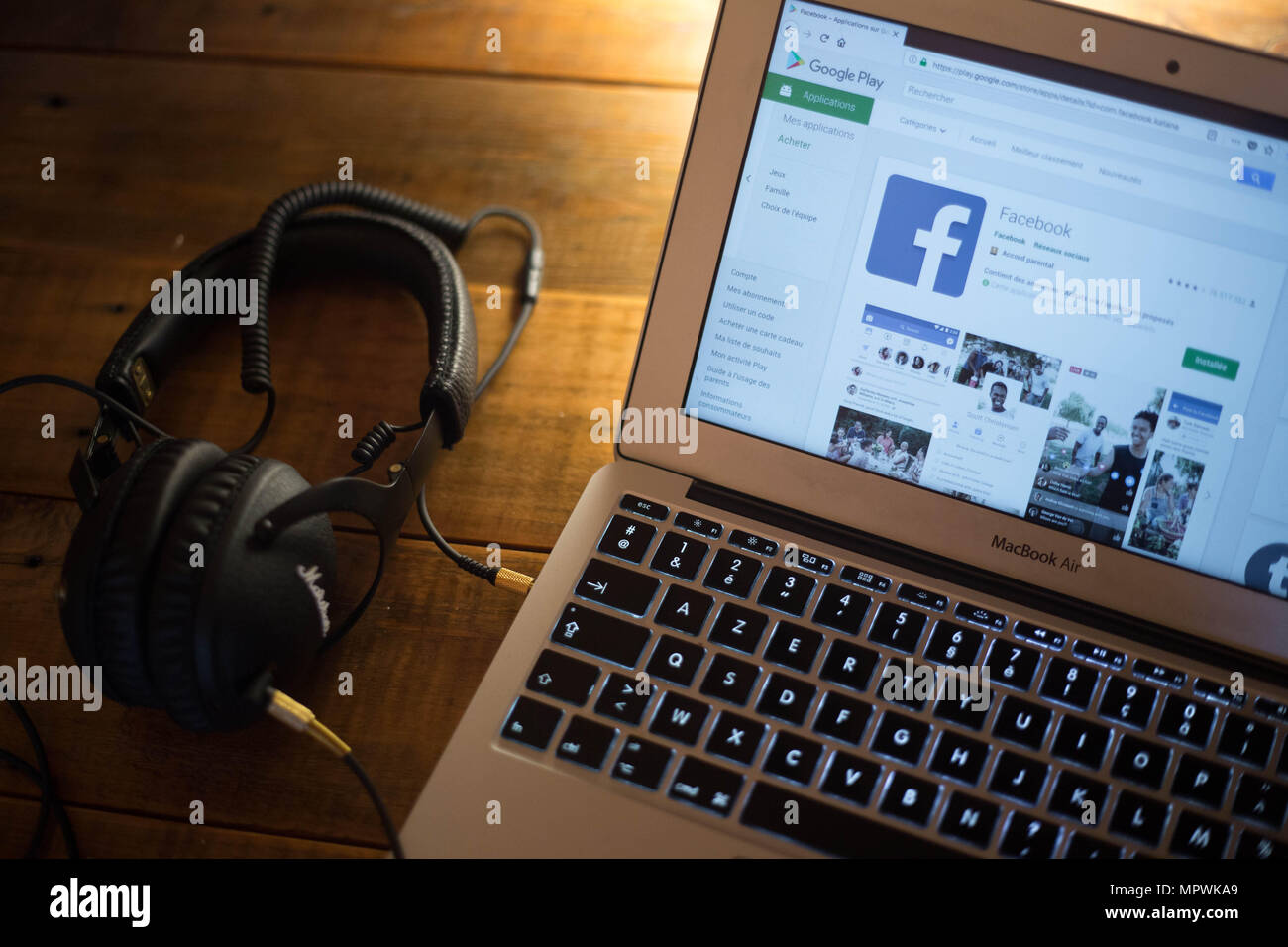 The Facebook application seen displayed on a Apple MacBook Air computer ...
