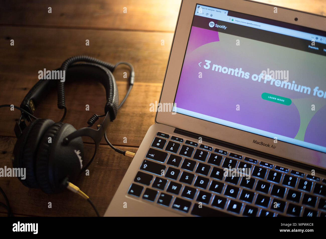 The Spotify website seen displayed on a Apple MacBook Air computer ...