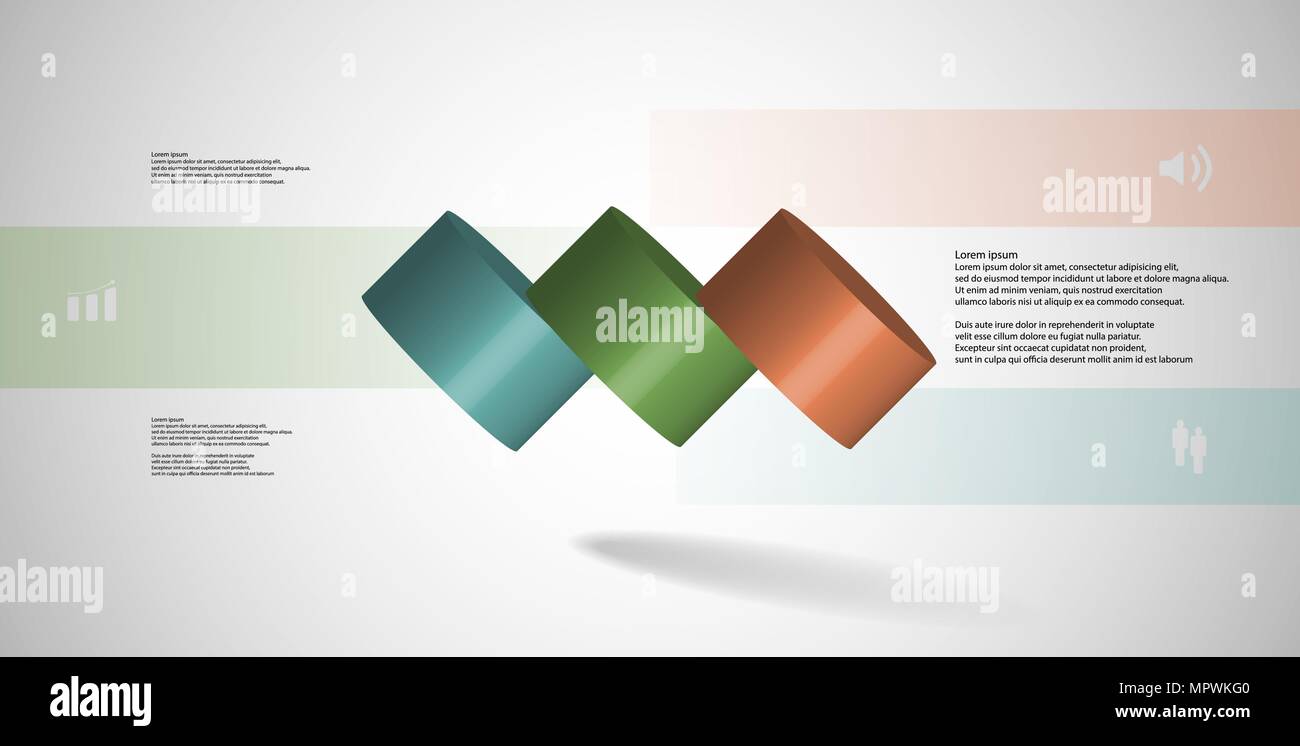 3D illustration infographic template with motif of horizontally sliced ...