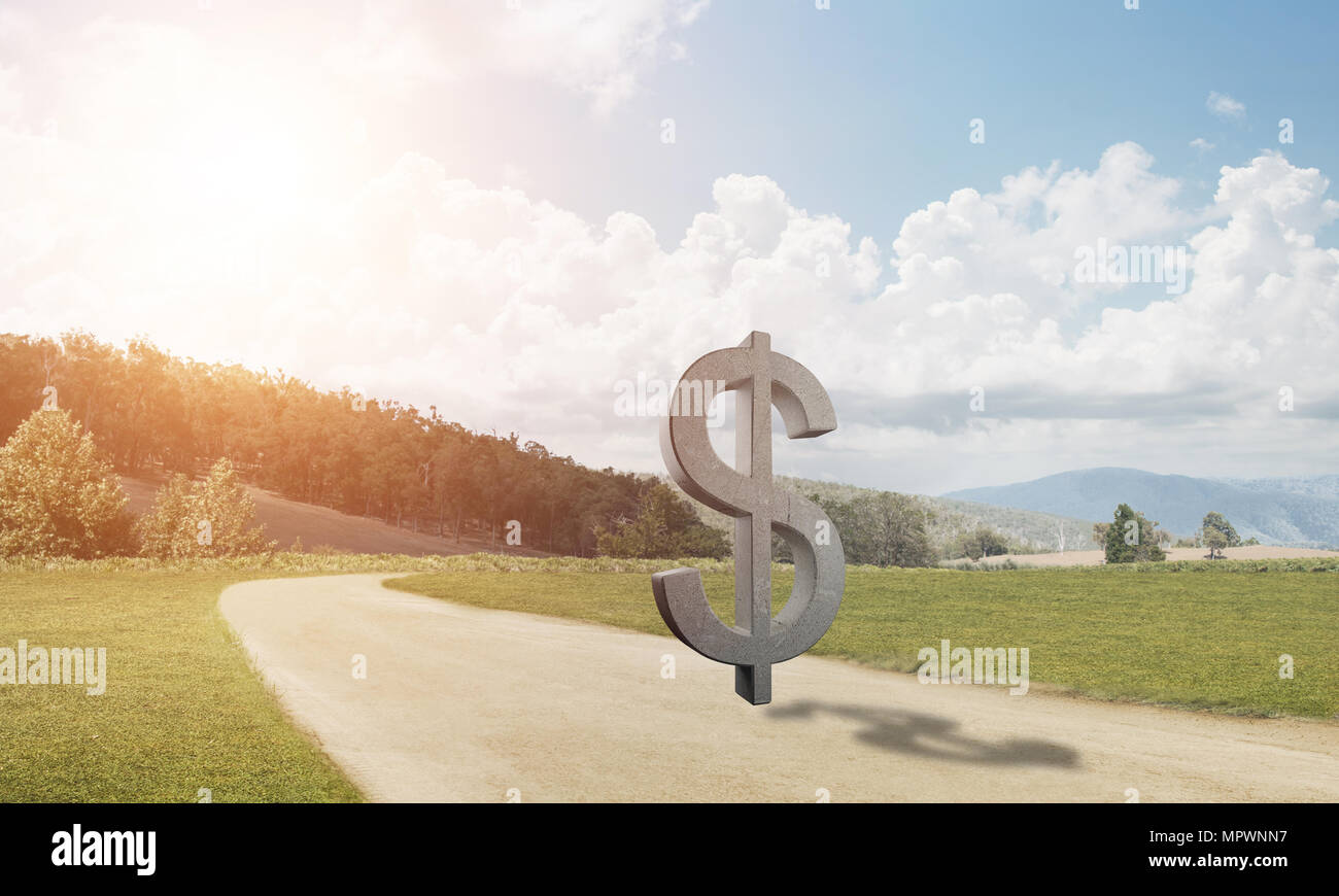 Money making and wealth concept presented by stone dollar symbol on ...