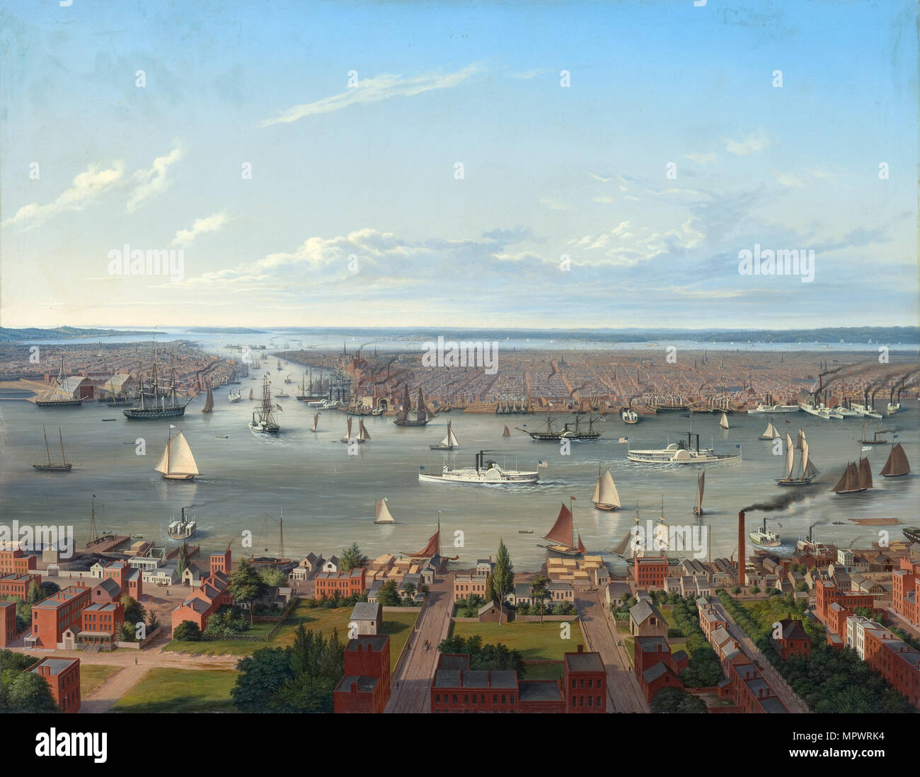 New York seen from Long Island, 1854 Stock Photo - Alamy