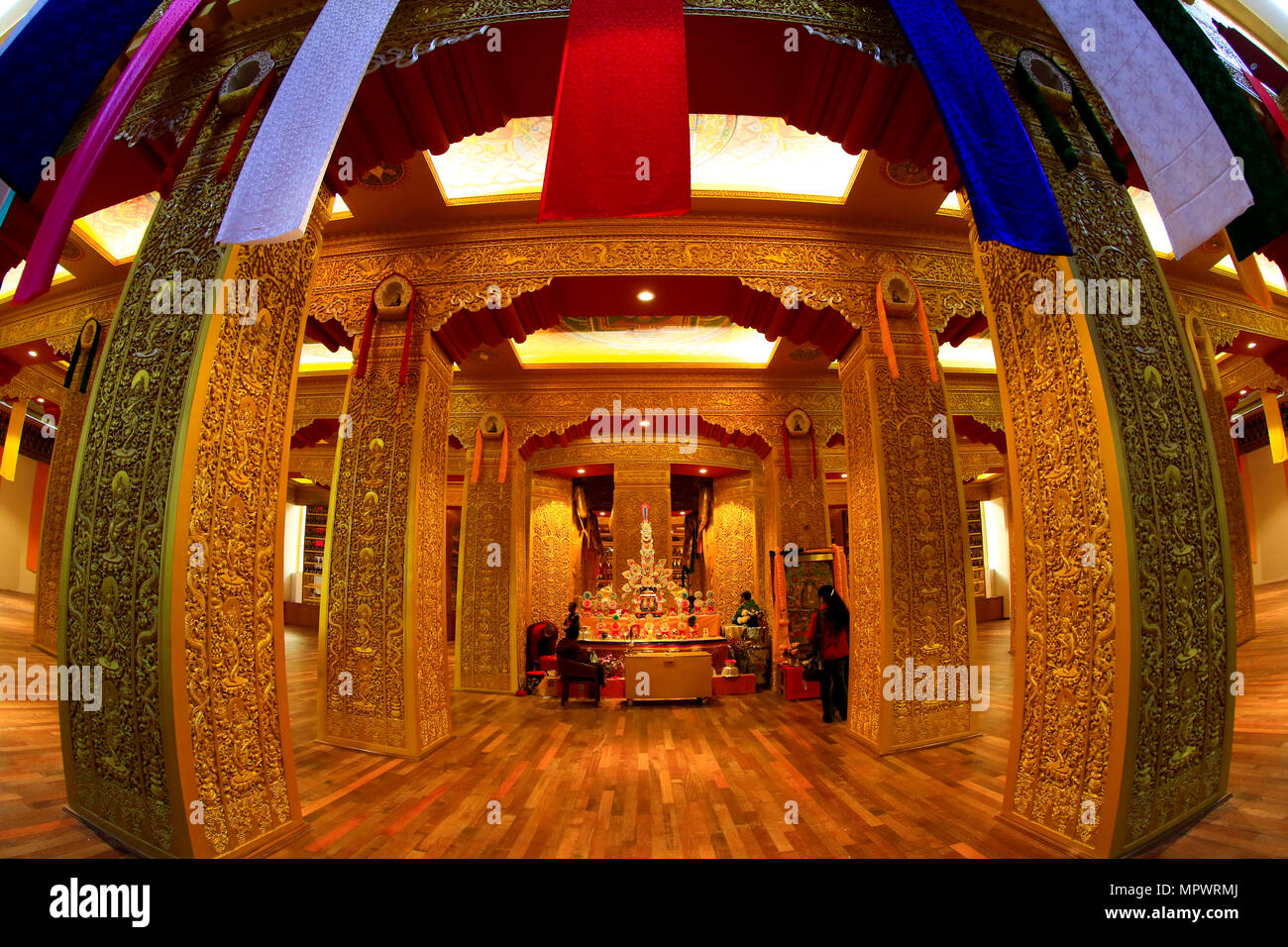 Inside view of the Buddha Dordenma temple, Thimphu, Bhutan Stock Photo ...