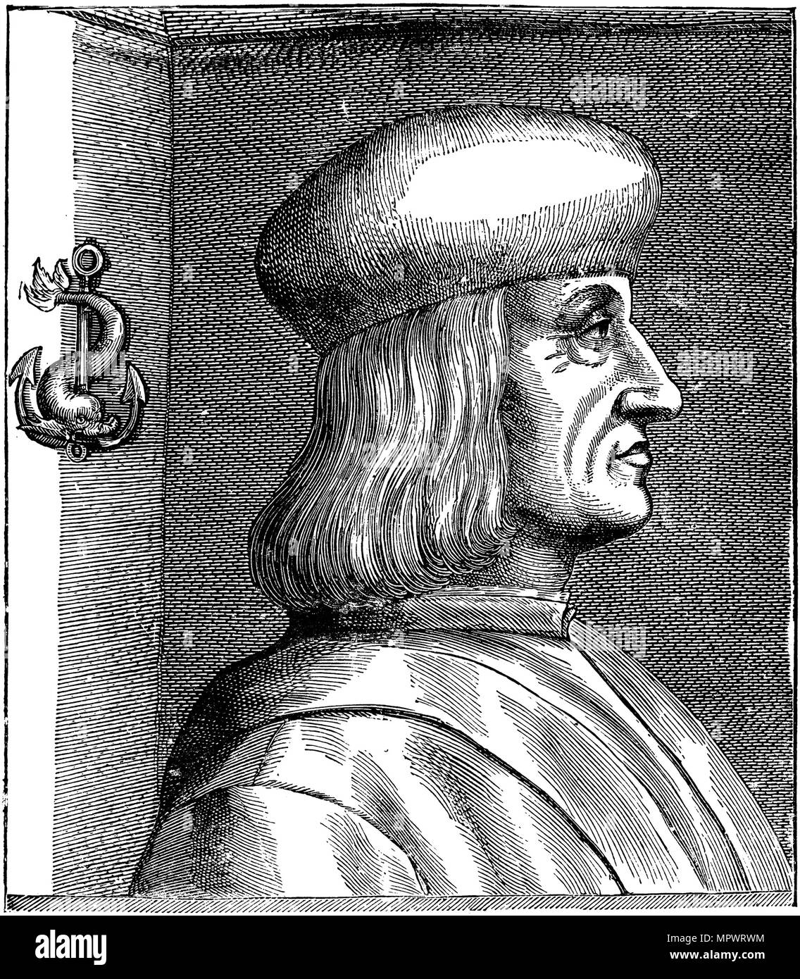 Portrait of Aldus Pius Manutius (1449-1515), 16th century Stock Photo ...