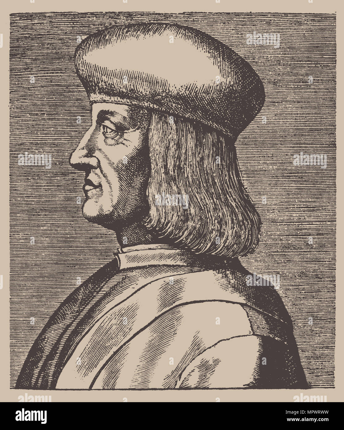 Portrait of Aldus Pius Manutius (1449-1515), 16th century Stock Photo ...