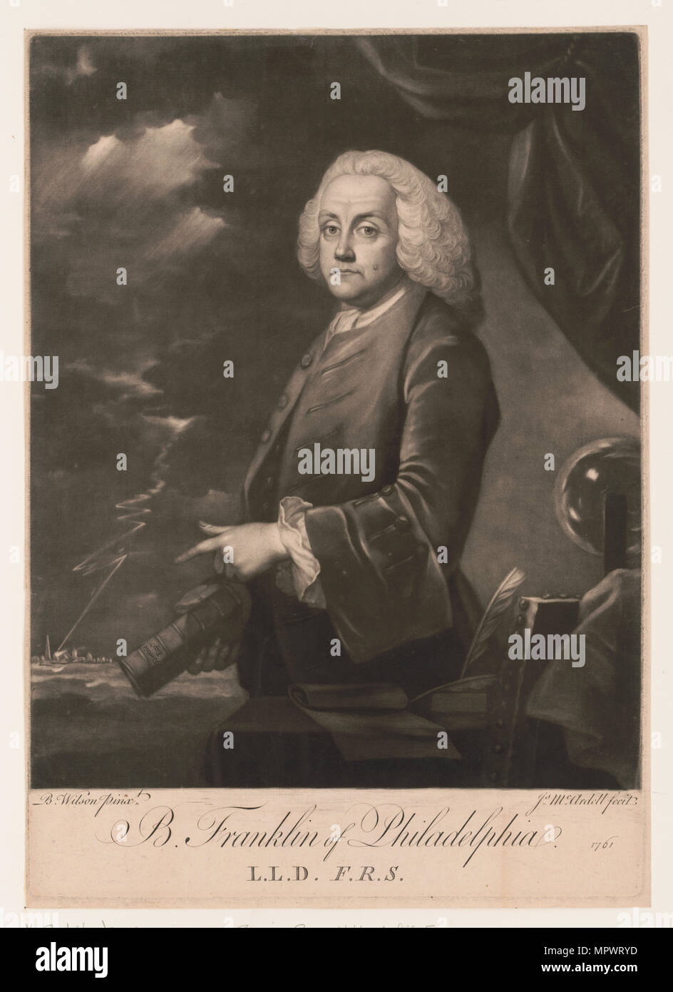 Portrait of Benjamin Franklin , 1761 Stock Photo - Alamy