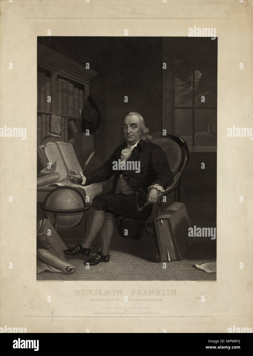 Portrait of Benjamin Franklin , 1847 Stock Photo - Alamy