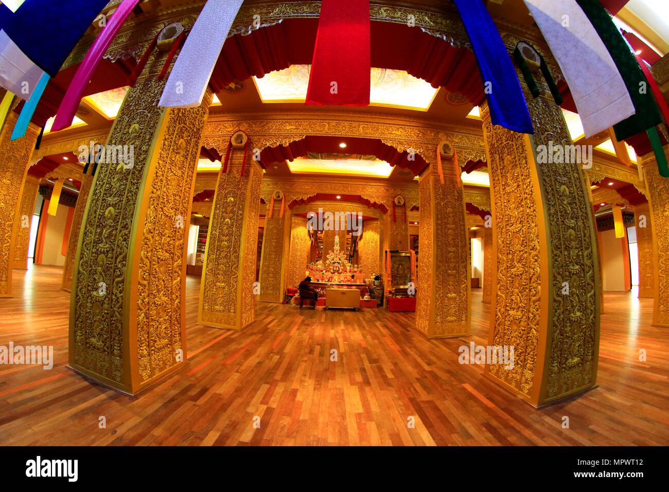 Inside view of the Buddha Dordenma temple, Thimphu, Bhutan Stock Photo ...