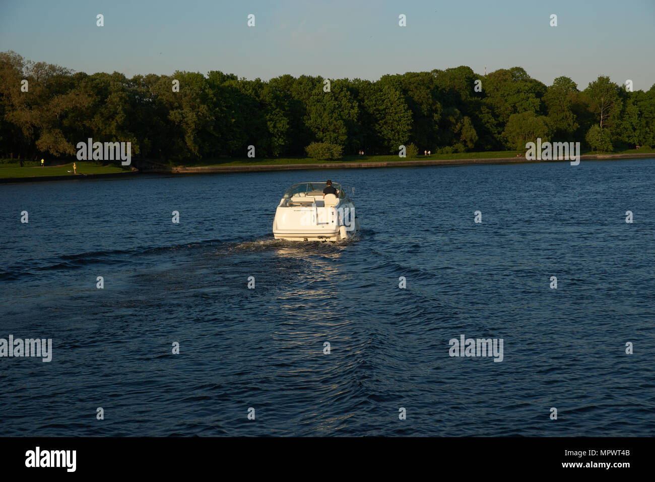 Motor boat on water Stock Photo - Alamy