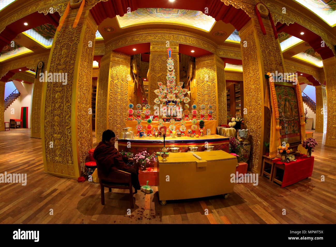 Inside view of the Buddha Dordenma temple, Thimphu, Bhutan Stock Photo ...