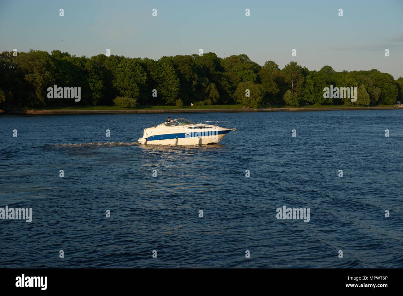 Motor boat on water Stock Photo - Alamy