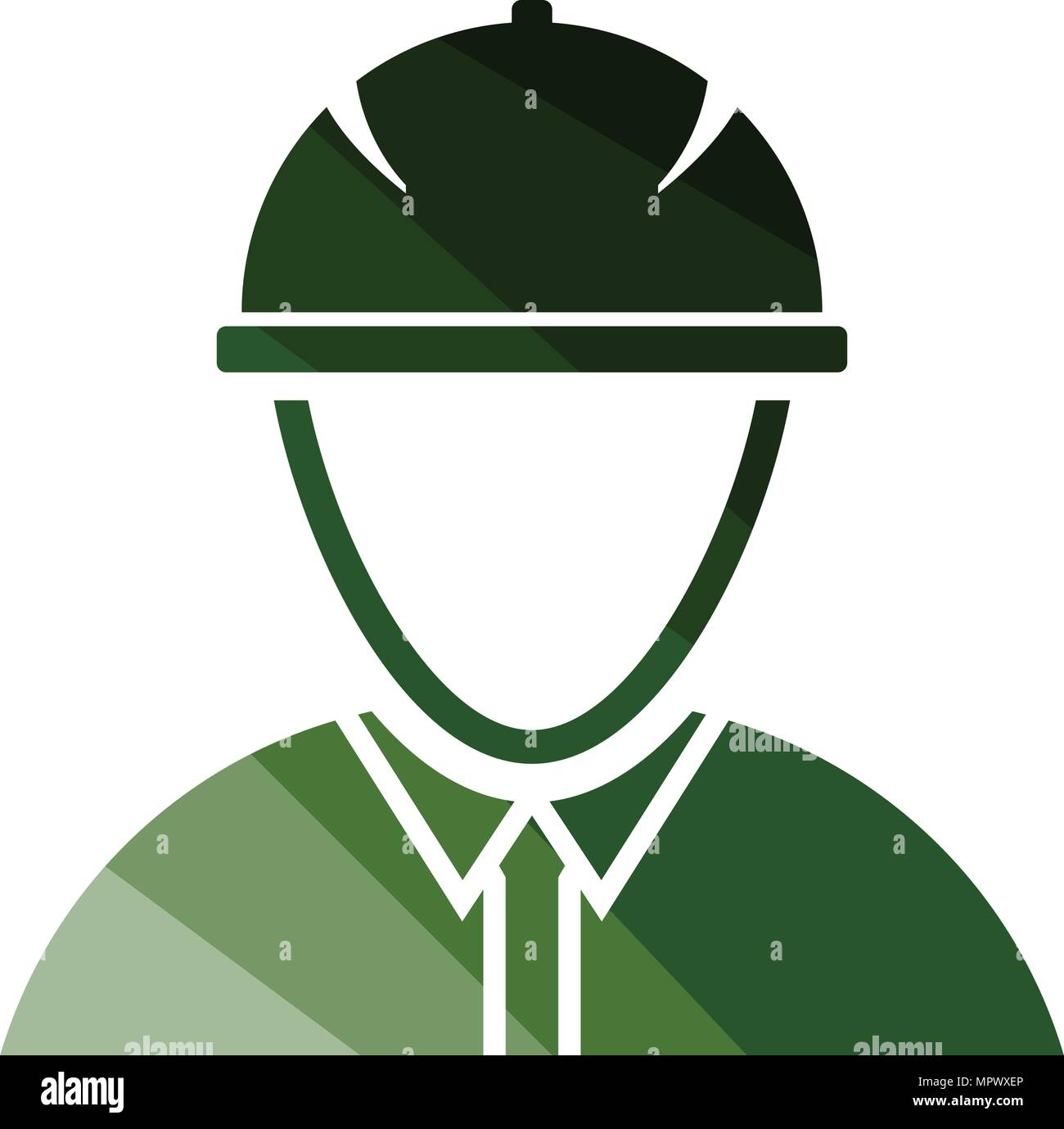 Icon of construction worker head in helmet. Flat color design. Vector ...