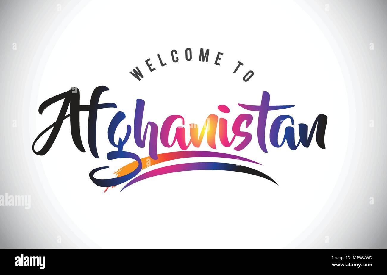 Afghanistan Welcome To Message in Purple Vibrant Modern Colors Vector ...