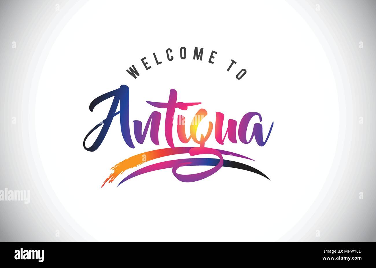 Antigua Welcome To Message in Purple Vibrant Modern Colors Vector ...