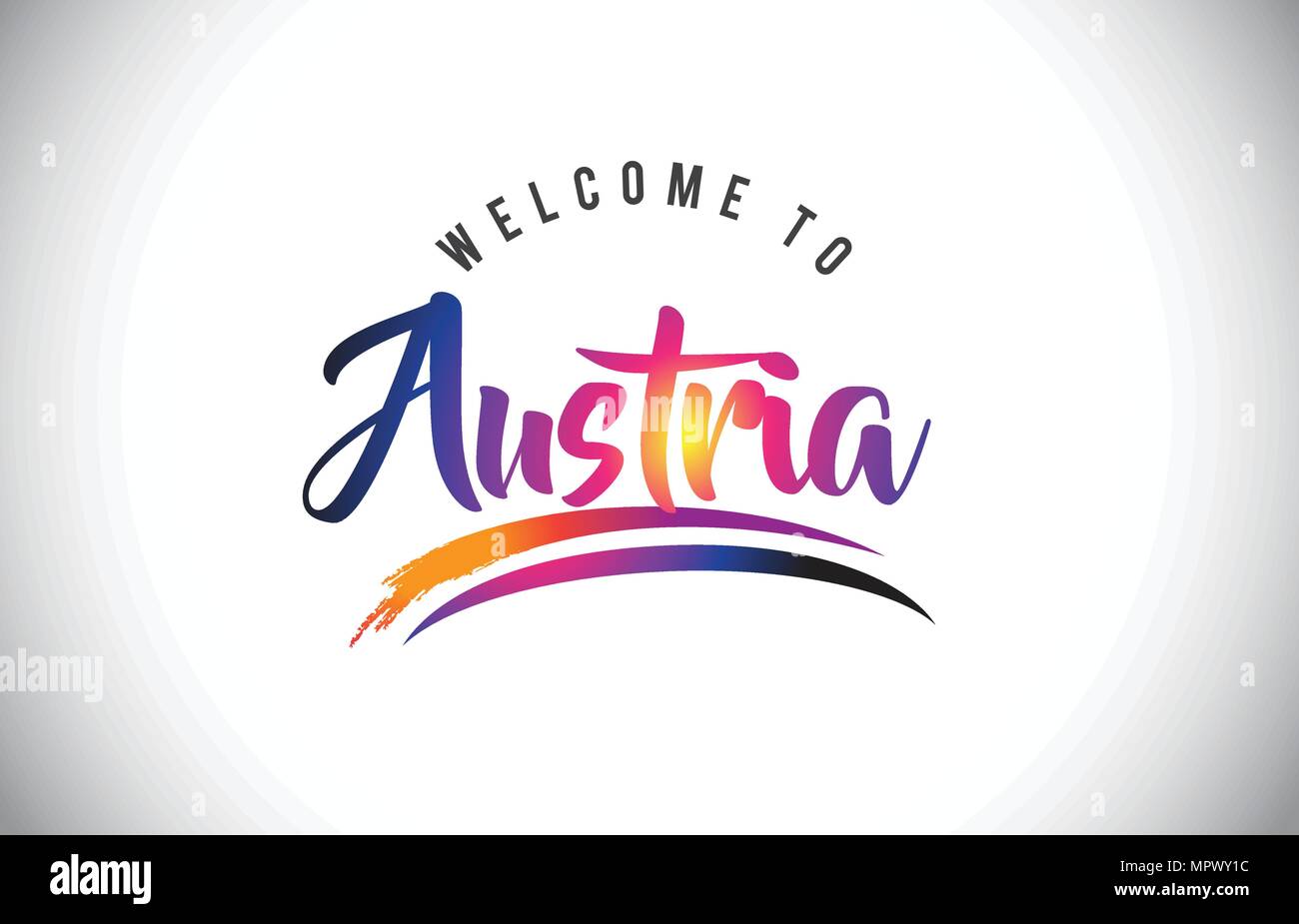 Austria Welcome To Message in Purple Vibrant Modern Colors Vector ...
