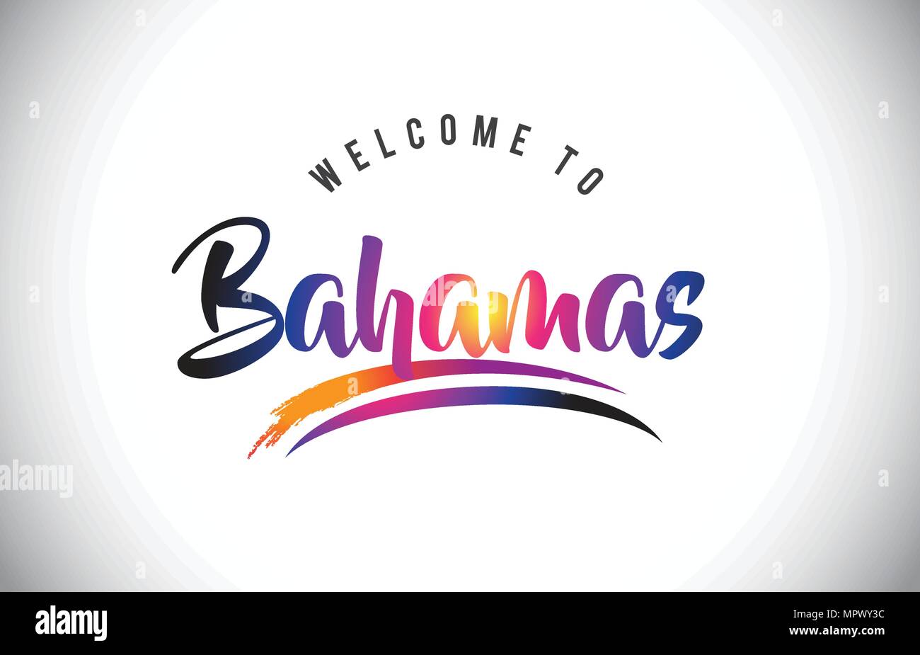 Bahamas Welcome To Message in Purple Vibrant Modern Colors Vector ...