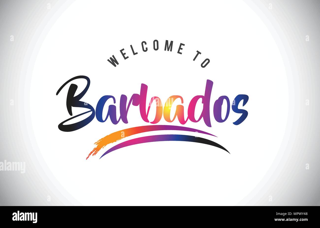 Barbados Welcome To Message in Purple Vibrant Modern Colors Vector ...