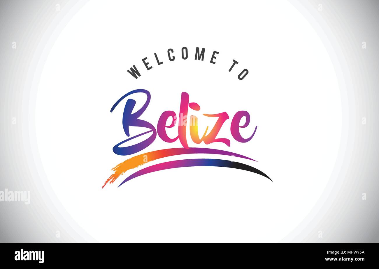 Belize Welcome To Message in Purple Vibrant Modern Colors Vector ...