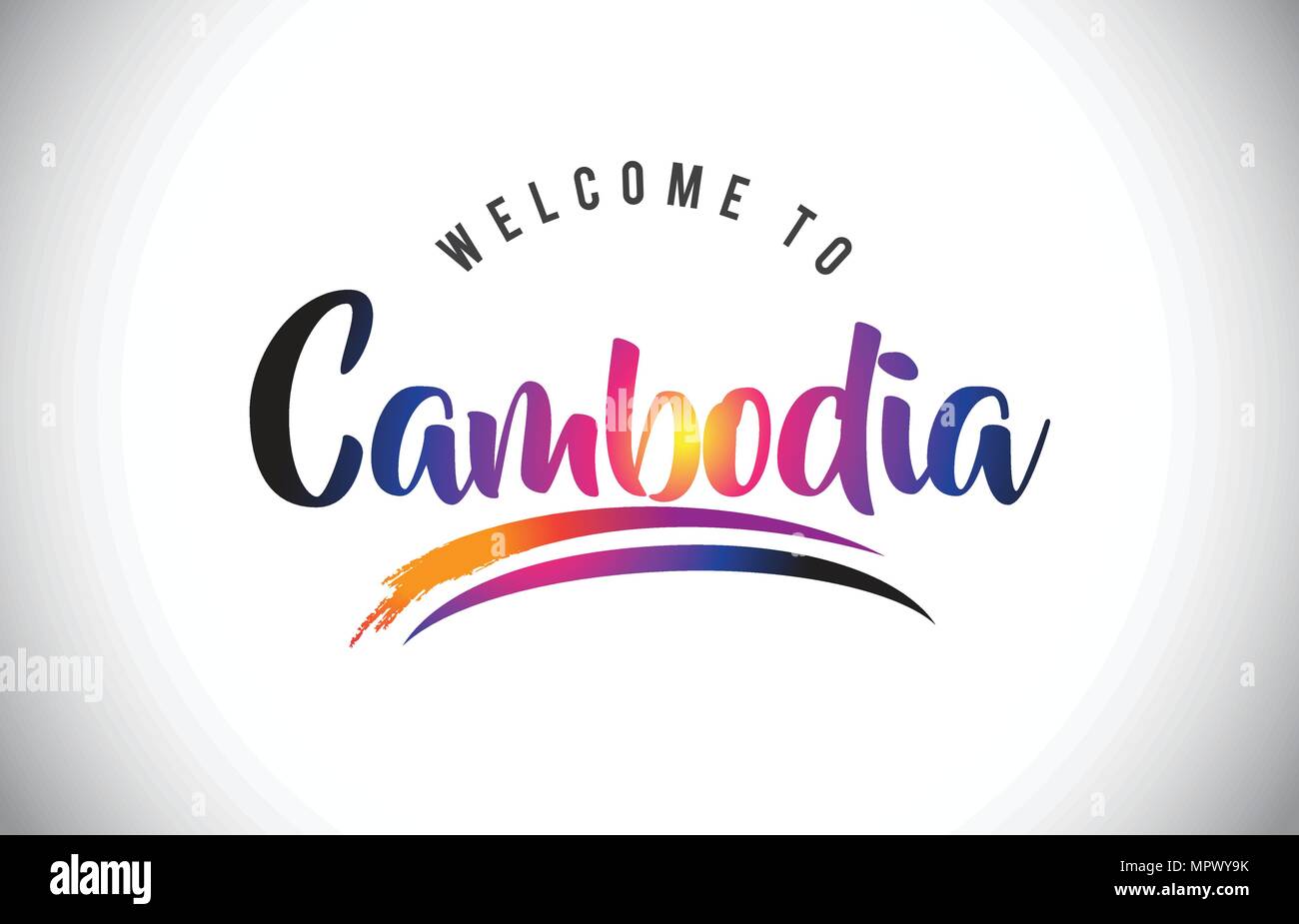 Cambodia Welcome To Message in Purple Vibrant Modern Colors Vector ...