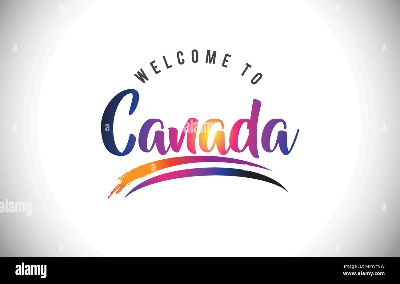Canada Welcome To Message in Purple Vibrant Modern Colors Vector ...