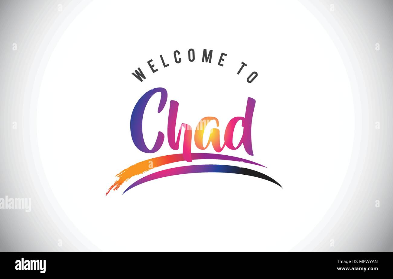 Chad Welcome To Message in Purple Vibrant Modern Colors Vector ...