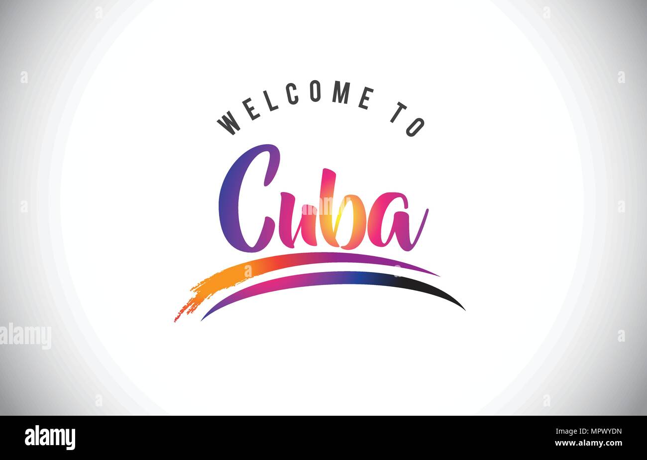 Cuba Welcome To Message in Purple Vibrant Modern Colors Vector ...