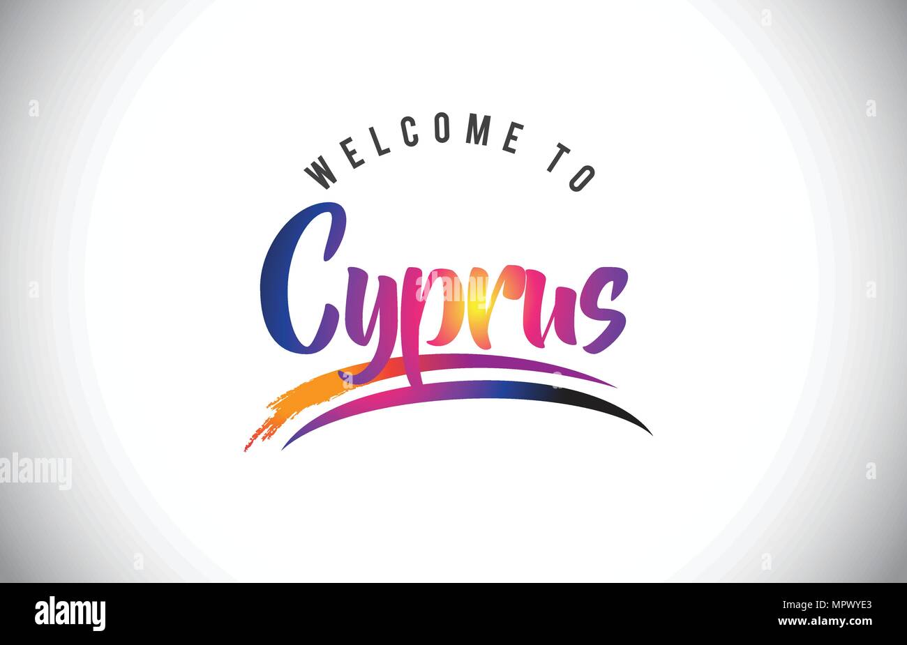 Cyprus Welcome To Message in Purple Vibrant Modern Colors Vector ...