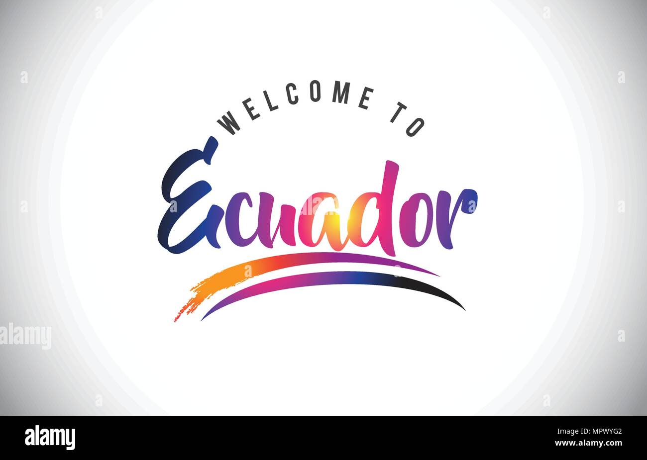 Ecuador Welcome To Message in Purple Vibrant Modern Colors Vector ...
