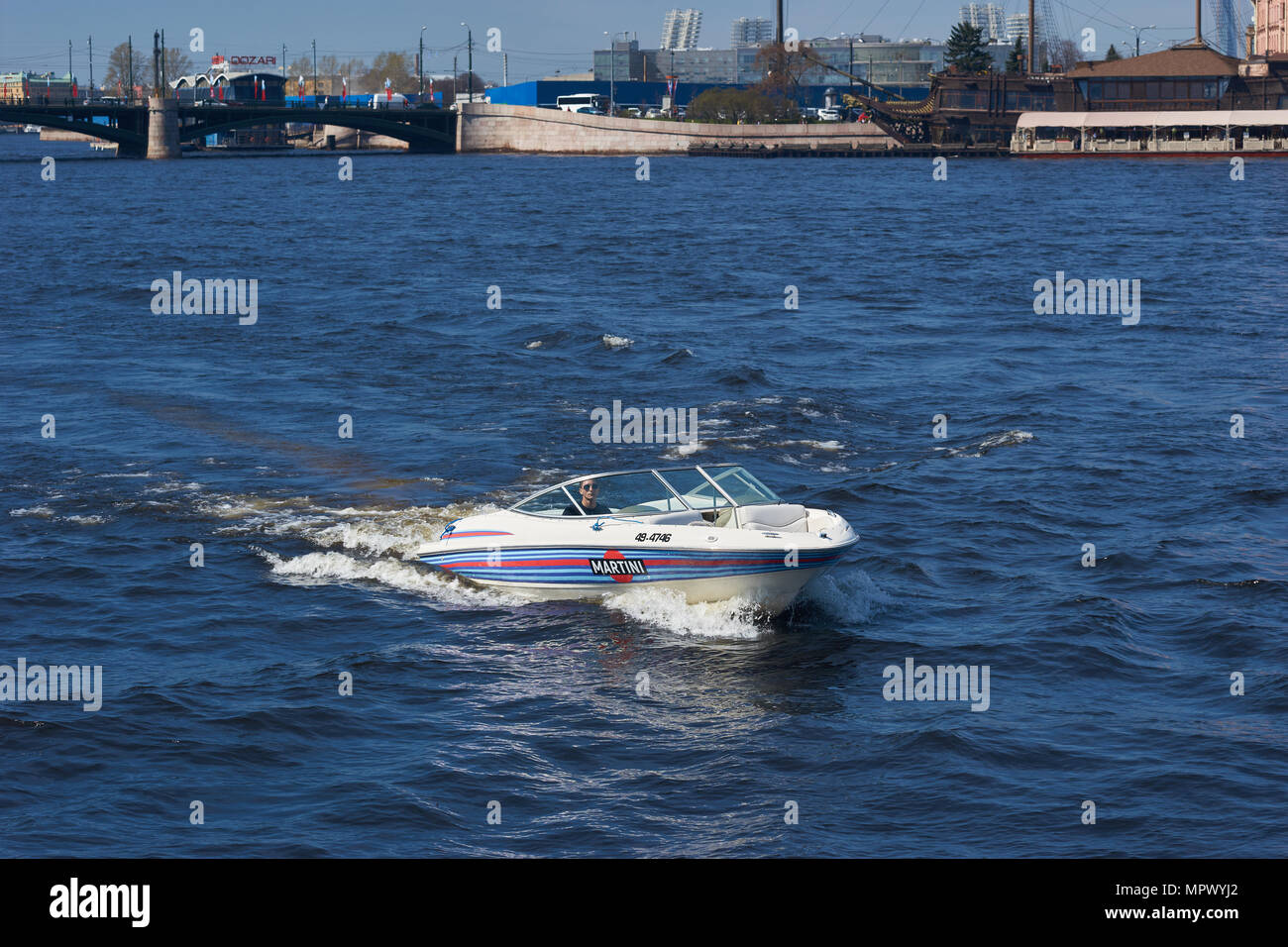 Motor boat on water Stock Photo - Alamy