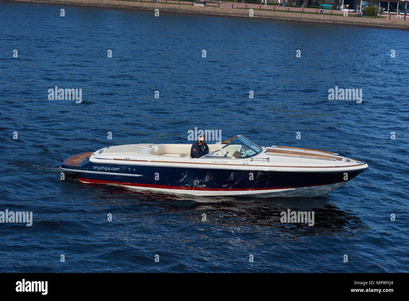Motor boat on water Stock Photo - Alamy