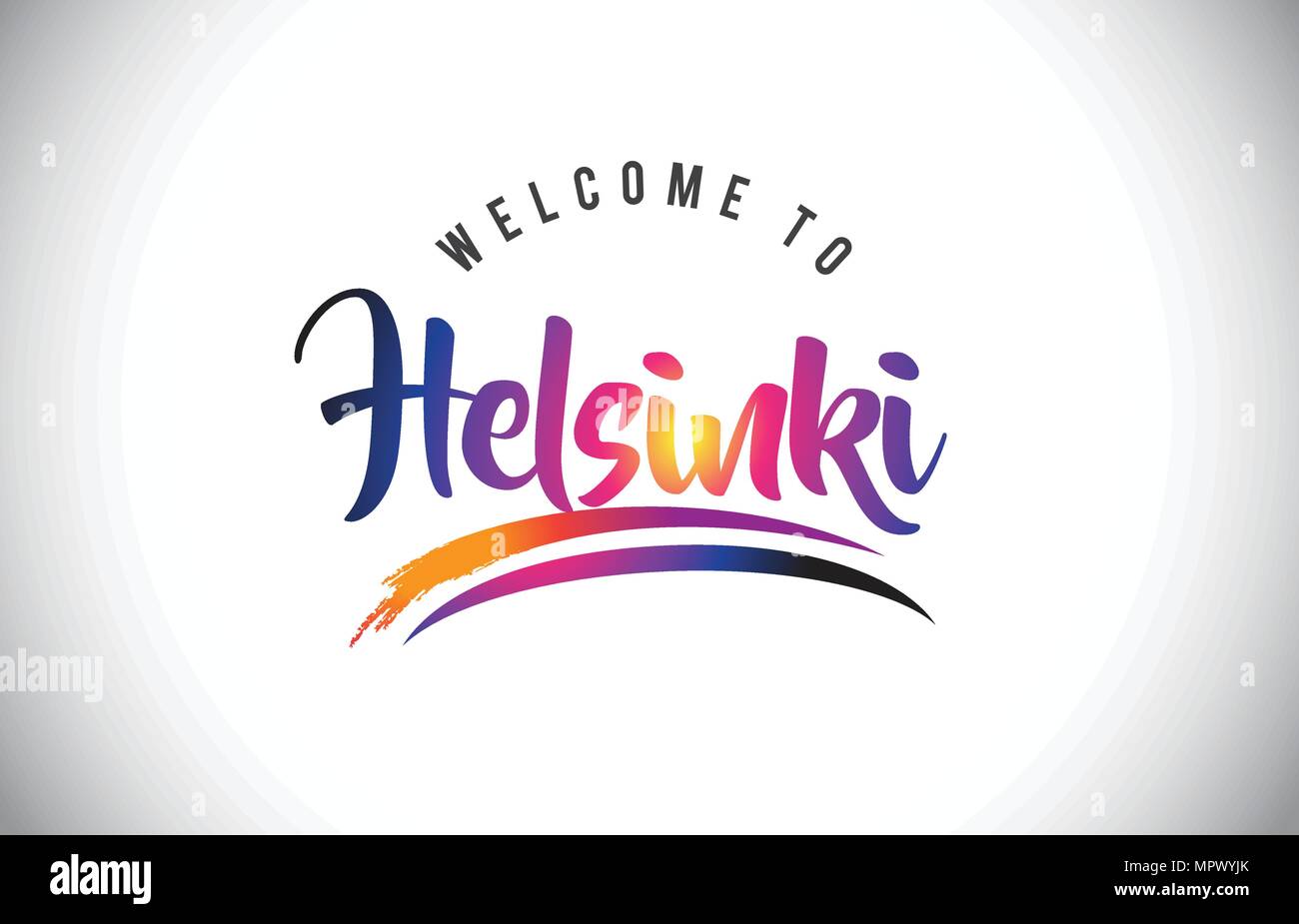 Helsinki Welcome To Message in Purple Vibrant Modern Colors Vector ...