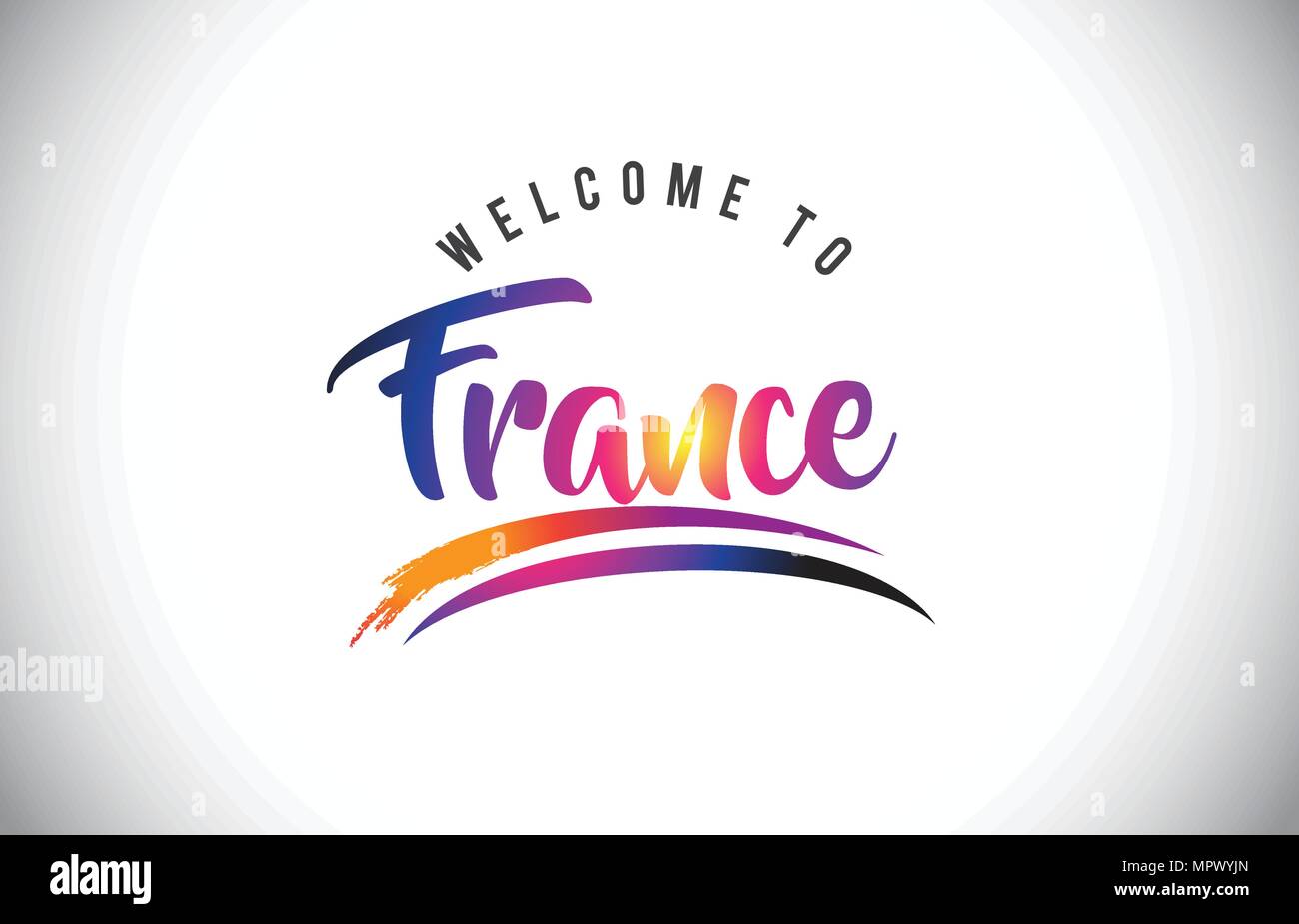 France Welcome To Message in Purple Vibrant Modern Colors Vector ...