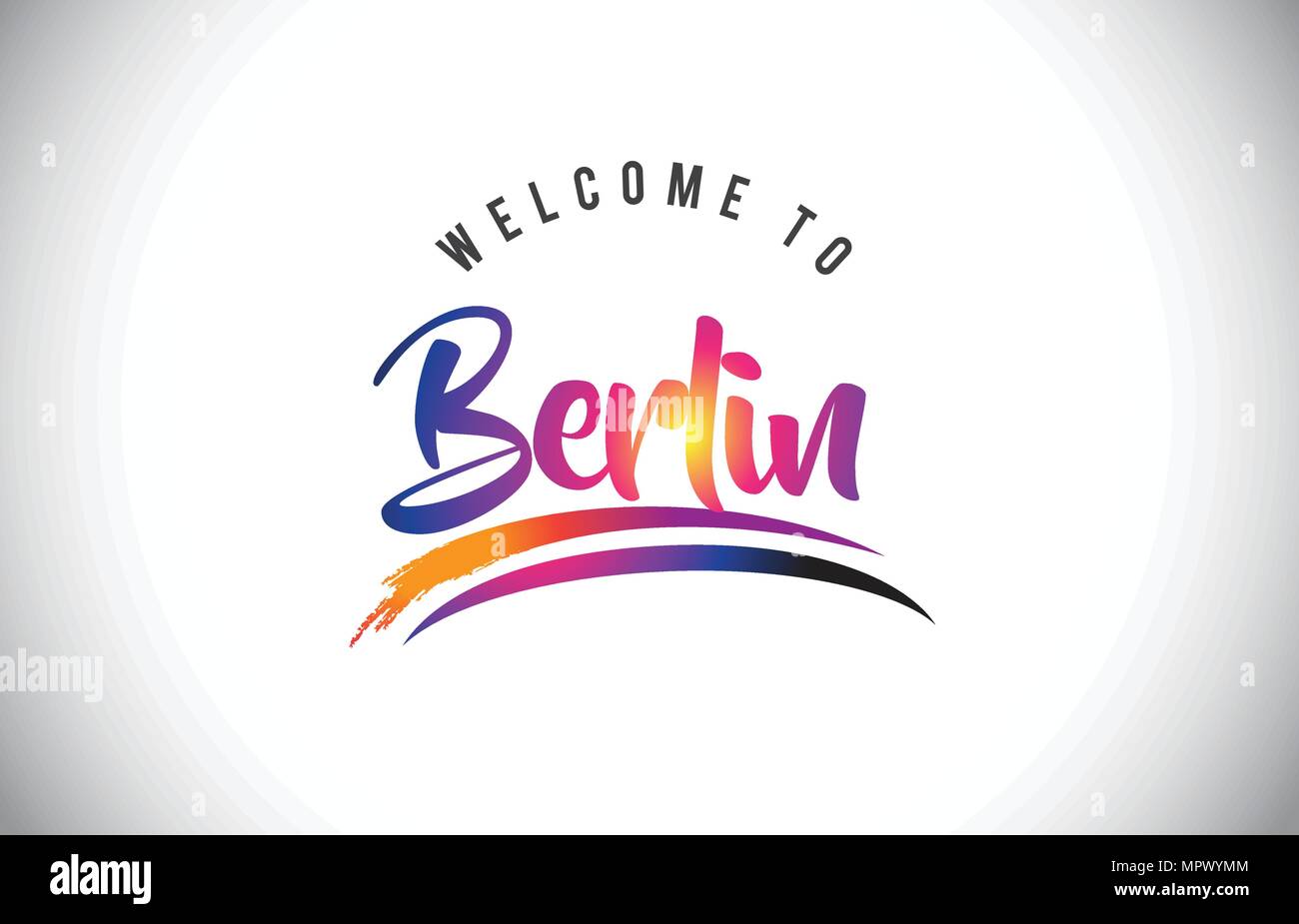 Berlin Welcome To Message in Purple Vibrant Modern Colors Vector ...