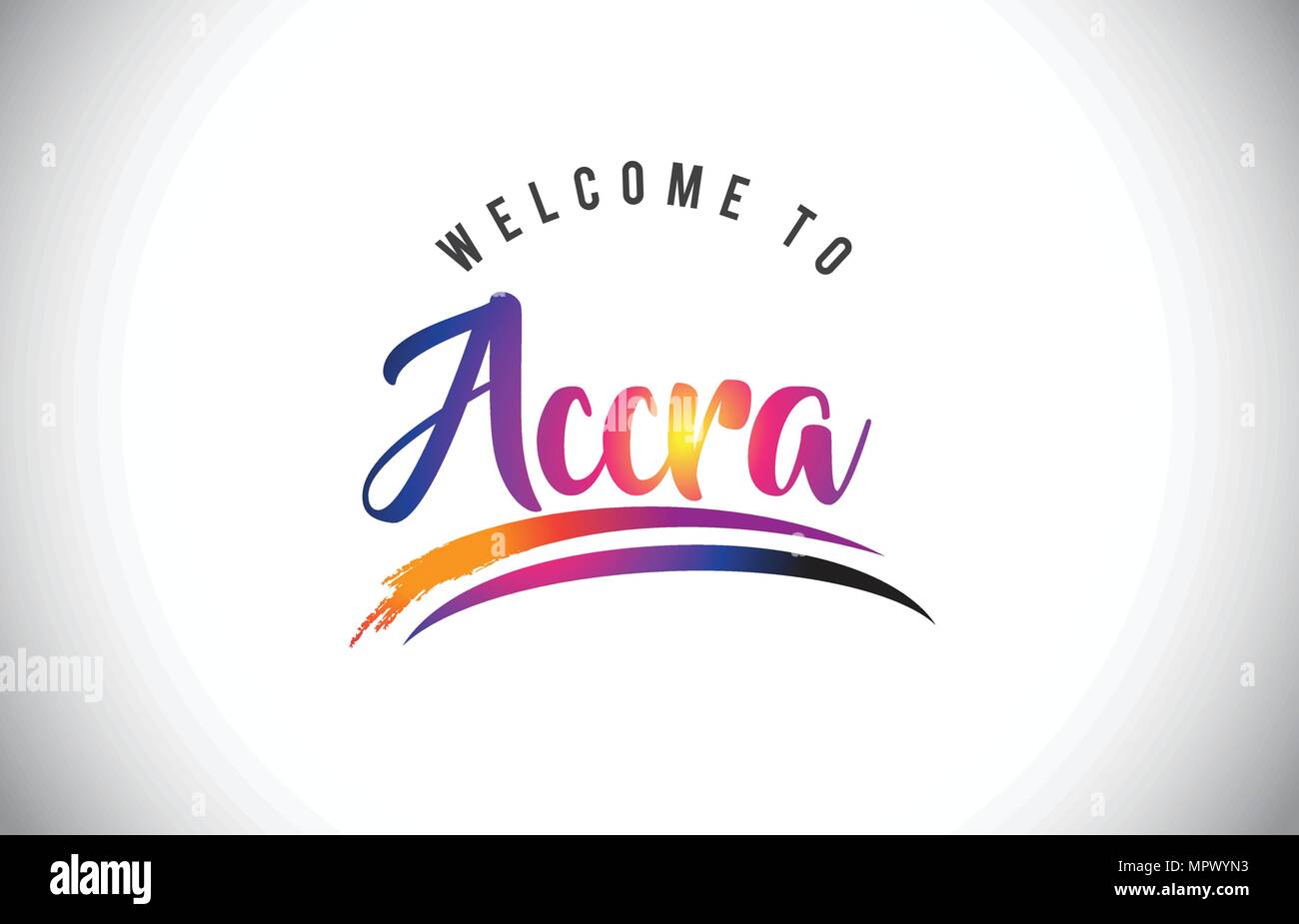 Accra Welcome To Message in Purple Vibrant Modern Colors Vector ...