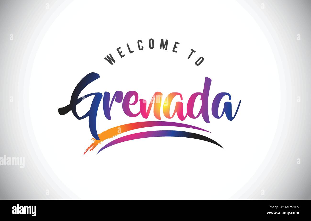 Grenada Welcome To Message in Purple Vibrant Modern Colors Vector ...