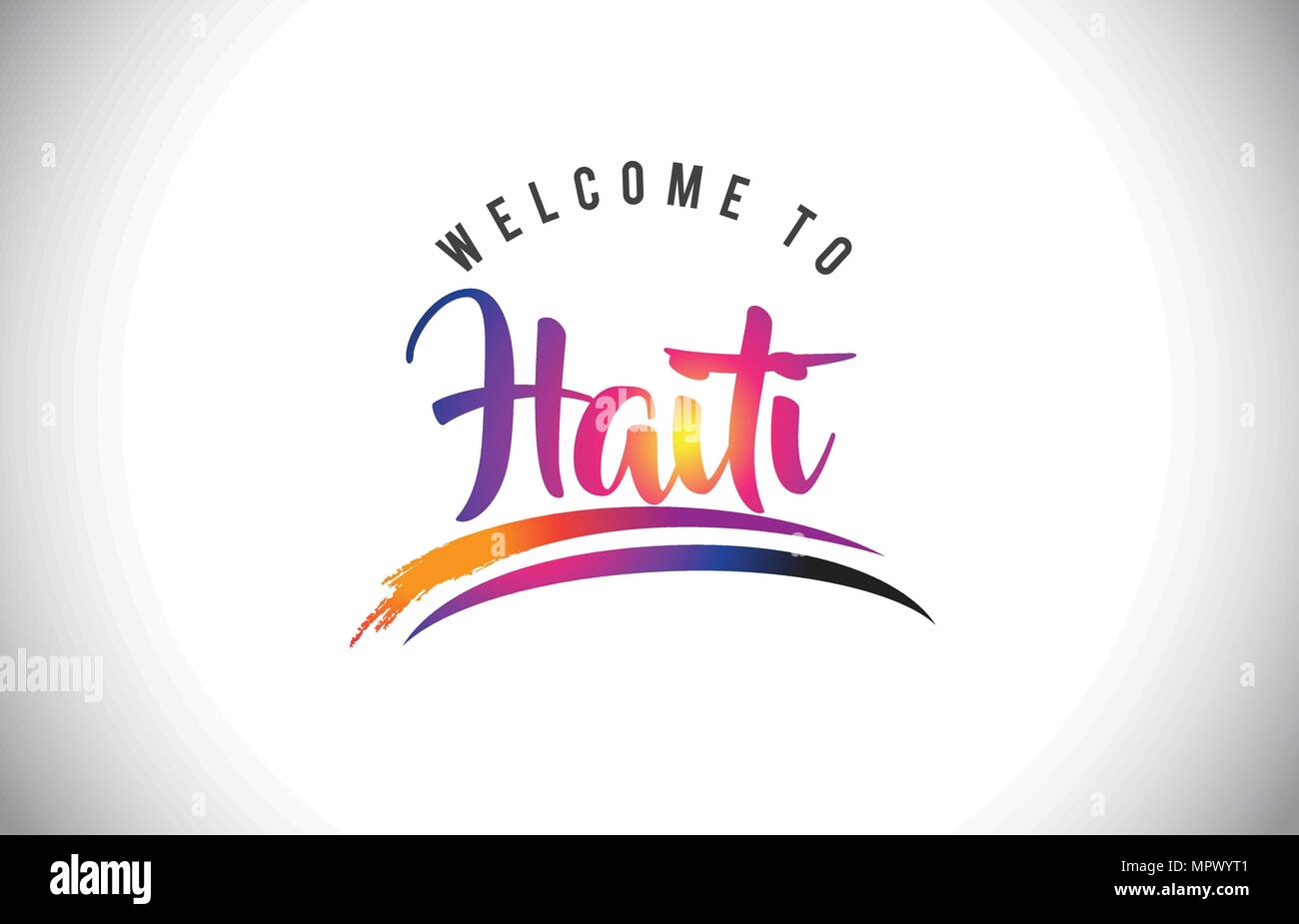 Haiti Welcome To Message in Purple Vibrant Modern Colors Vector ...